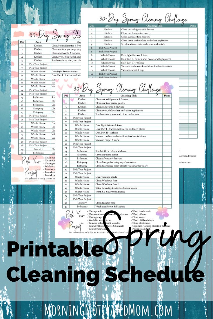 30 Day Spring Cleaning Schedule – Morning Motivated Mom