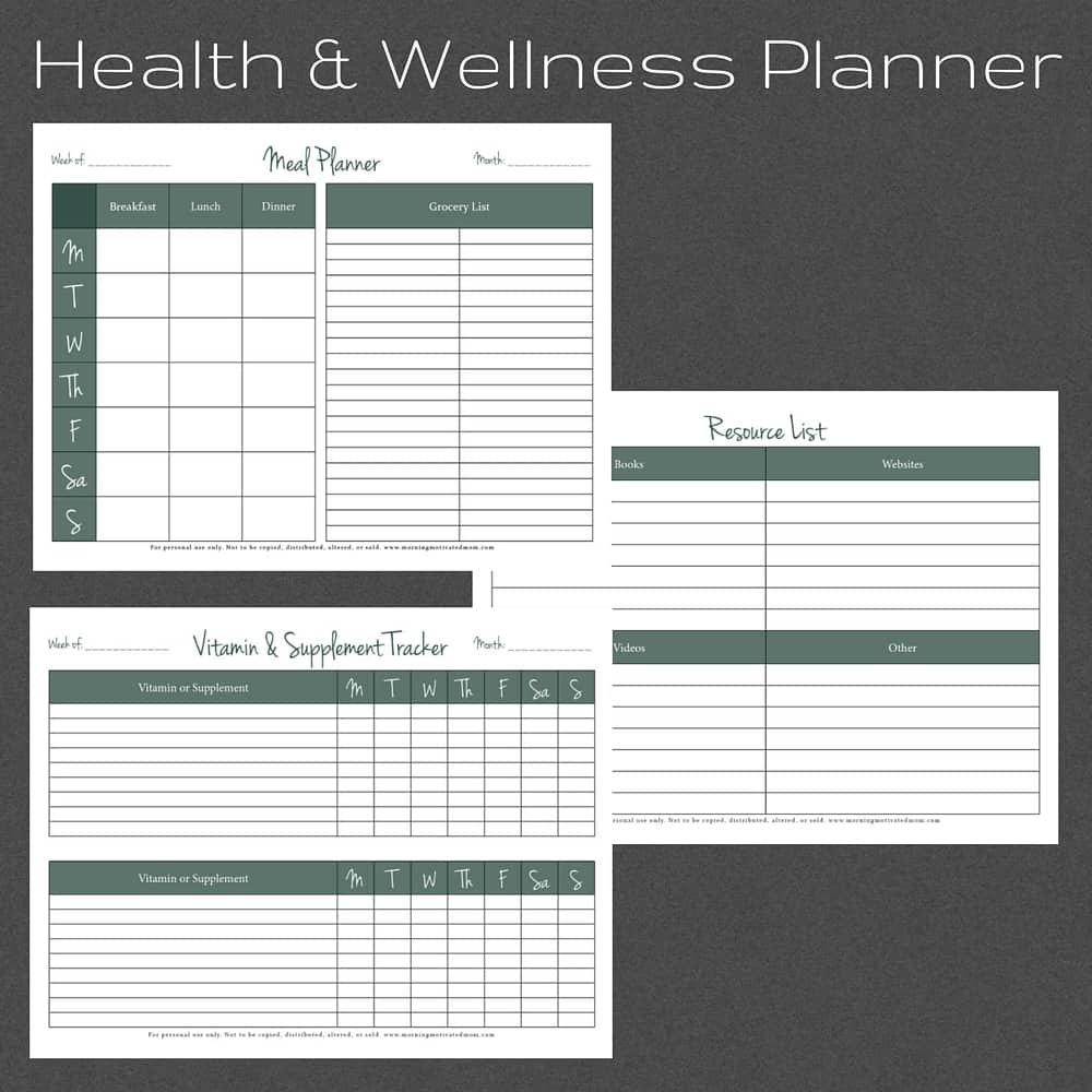 Health and Wellness Printable Planner – Morning Motivated Mom