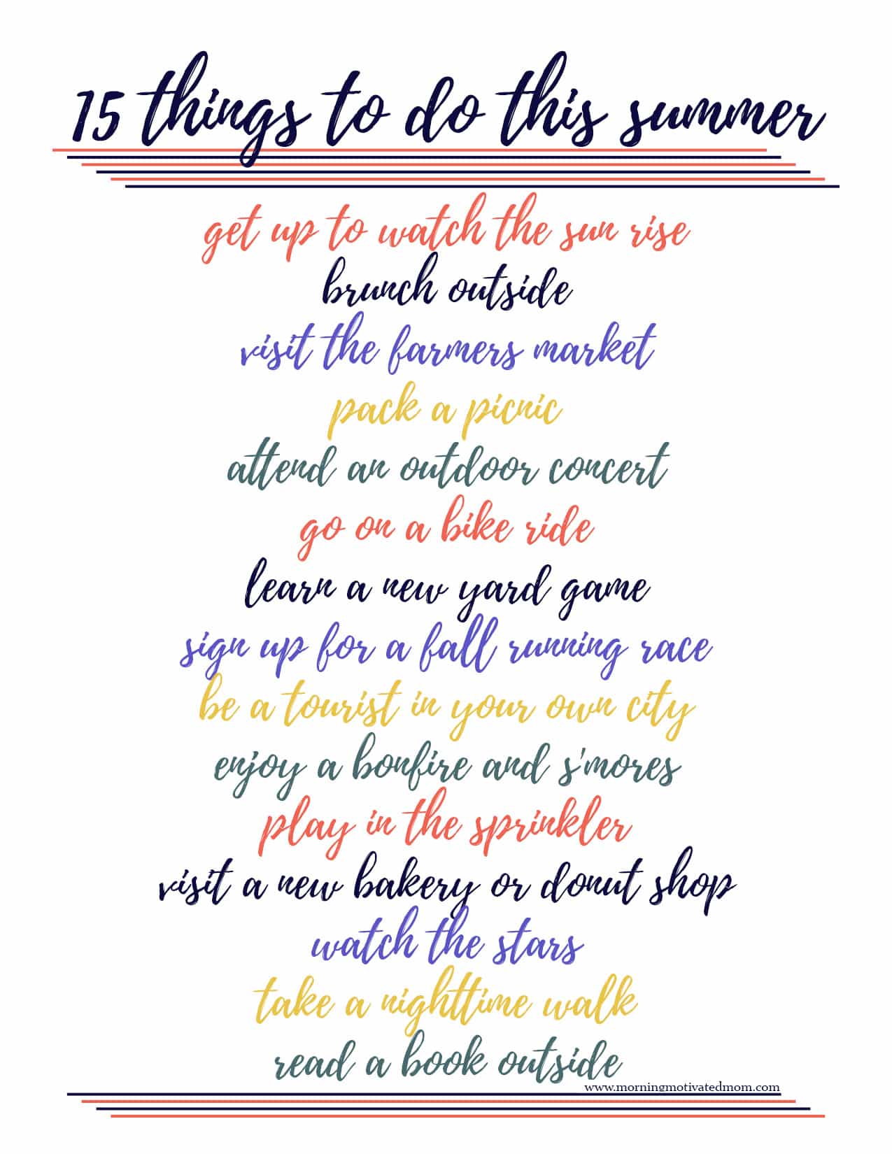 15 Things To Do This Summer – Morning Motivated Mom