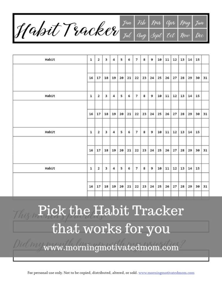 Habit Tracker Printables – Morning Motivated Mom